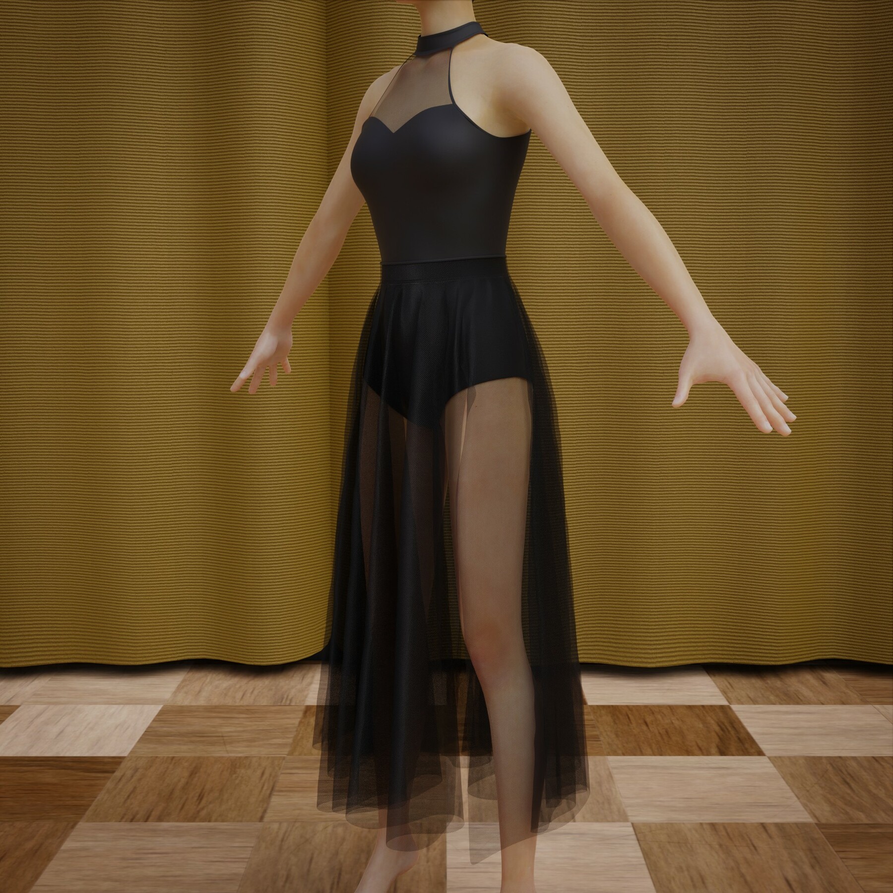 ArtStation - female ballet costume - halter neck tulle ballet tutu 3D ...