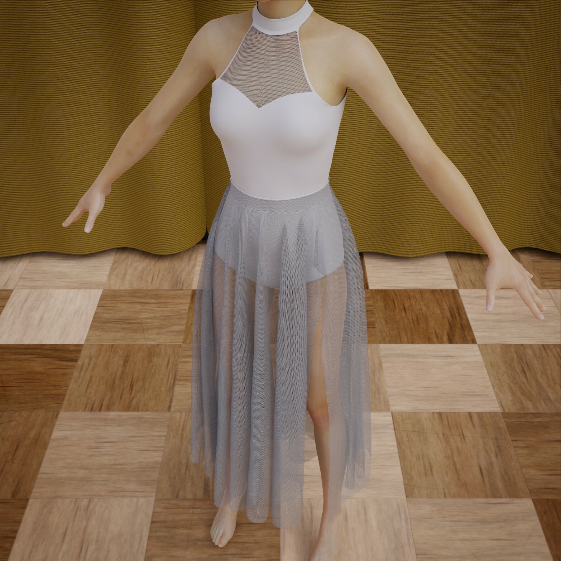 ArtStation - female ballet costume - halter neck tulle ballet tutu 3D ...