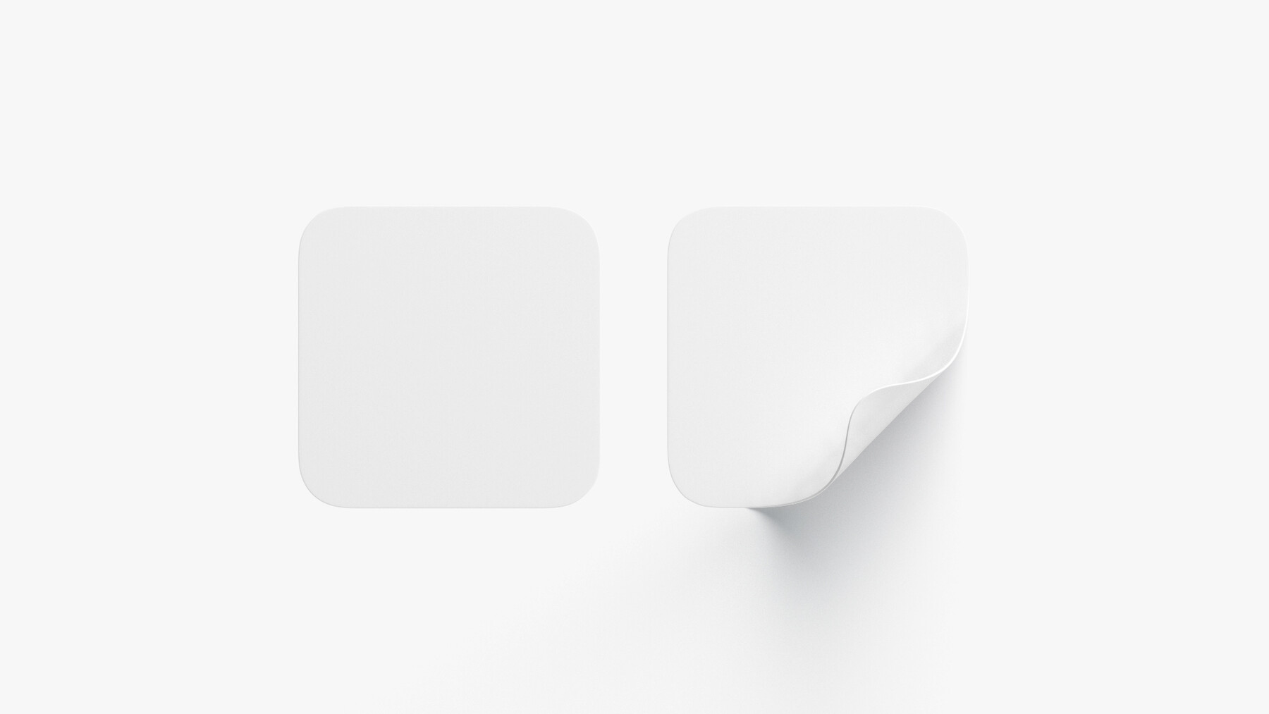 ArtStation - Two White Square Stickers - smooth and curled corners ...