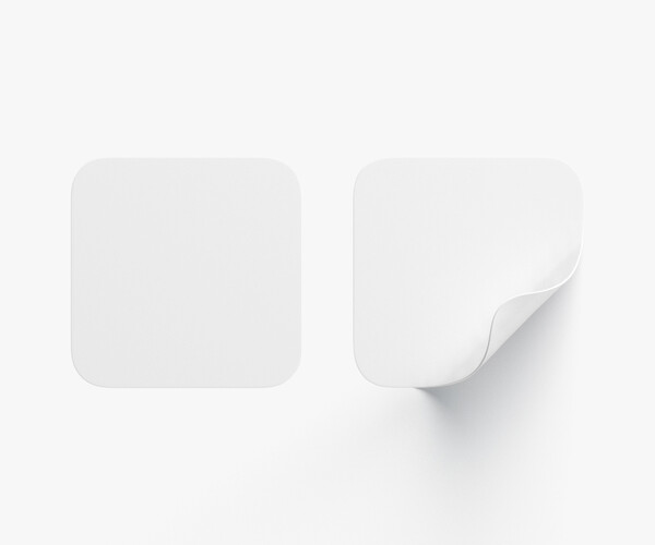 ArtStation - Two White Square Stickers - smooth and curled corners ...