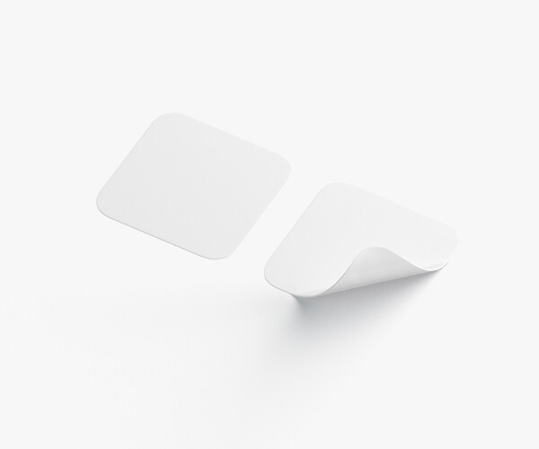 ArtStation - Two White Square Stickers - smooth and curled corners ...
