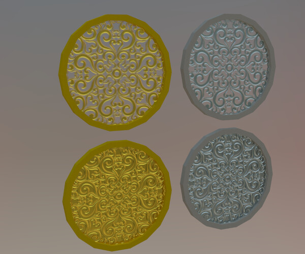 ArtStation - round embossed flower background wall | Game Assets