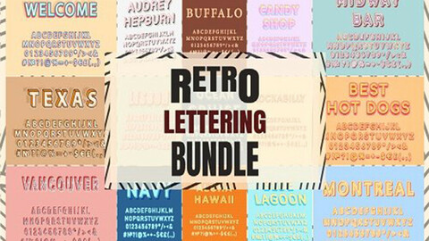 ArtStation - 30 Retro Lettering Bundle, Vintage Alphabet Set, 3D Vector ...