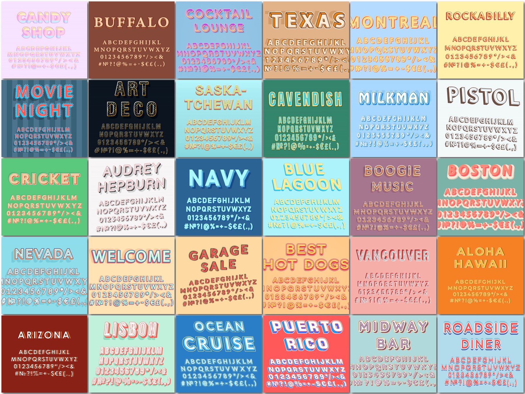 ArtStation - 30 Retro Lettering Bundle, Vintage Alphabet Set, 3D Vector ...