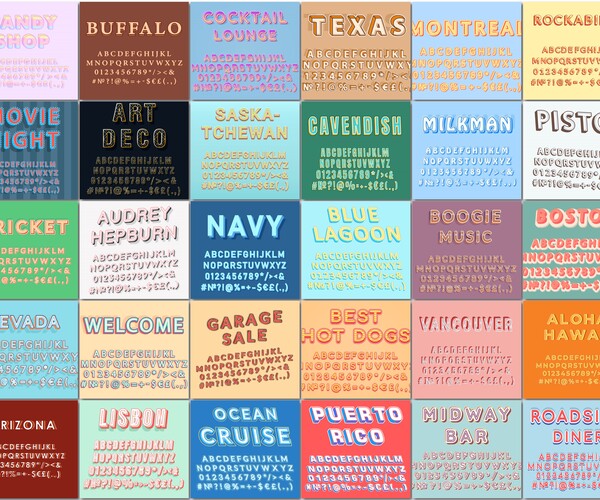 ArtStation - 30 Retro Lettering Bundle, Vintage Alphabet Set, 3D Vector ...