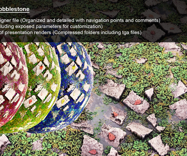 ArtStation - Overgrown Cobblestone Material | Game Assets