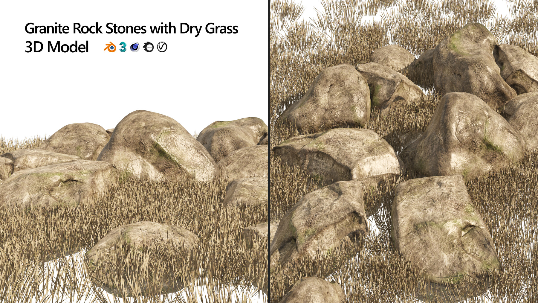 ArtStation - Granite Rock Stones with Dry Grass Terrain | Resources