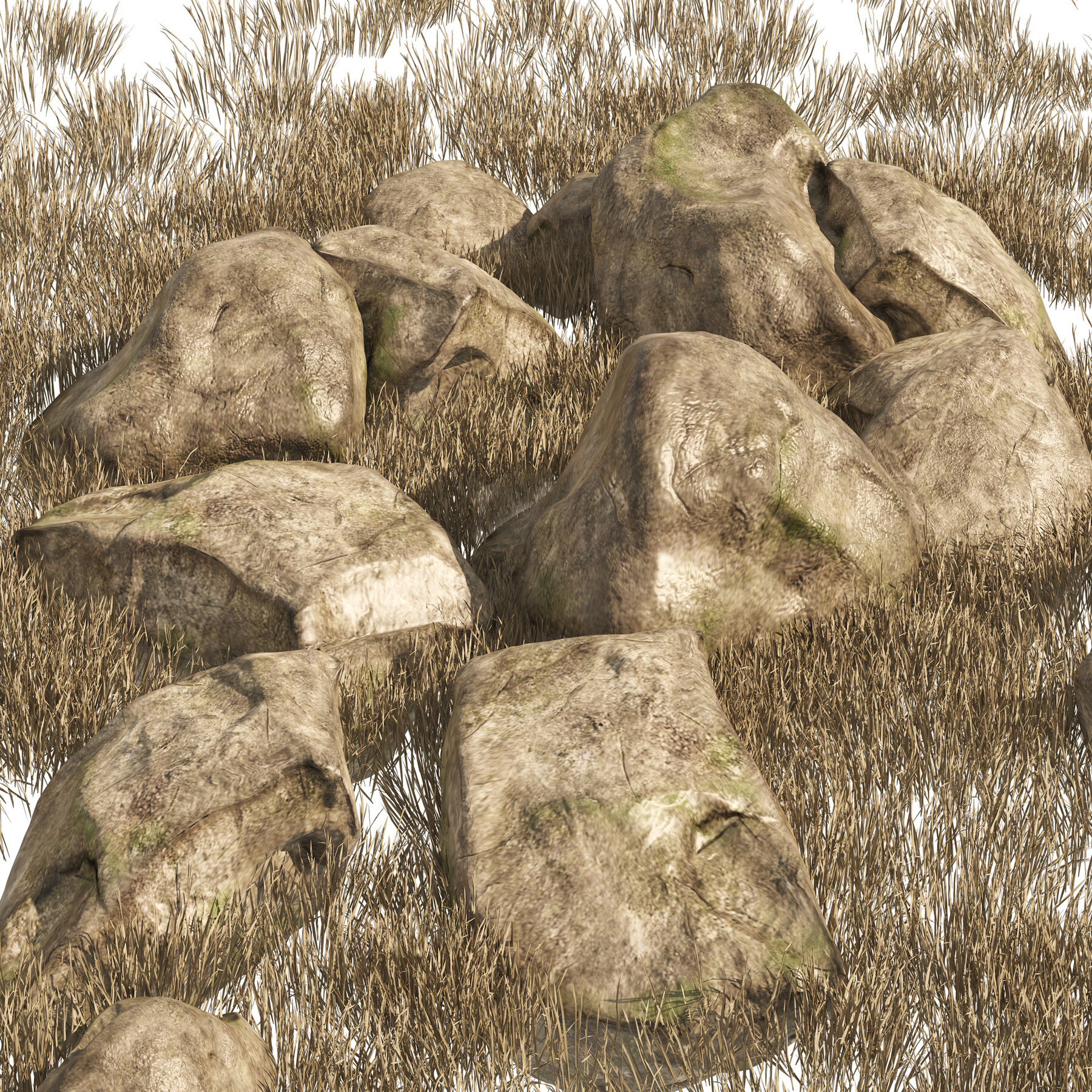 ArtStation - Granite Rock Stones with Dry Grass Terrain | Resources