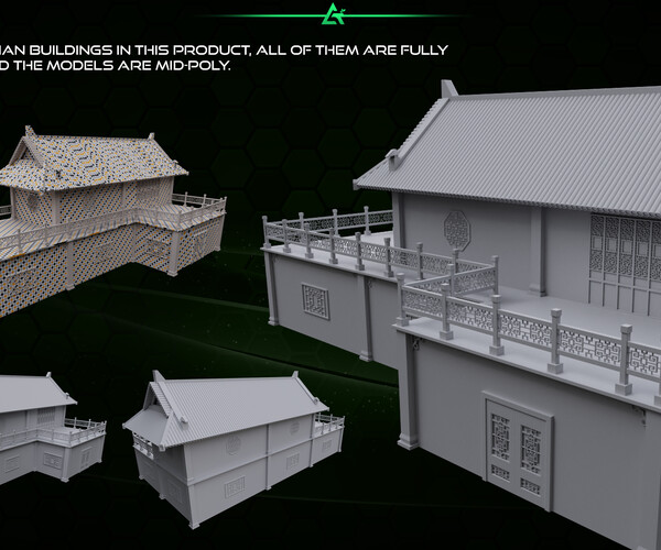 ArtStation - ATS - Asian Buildings (Urban + Village) Base Mesh ...