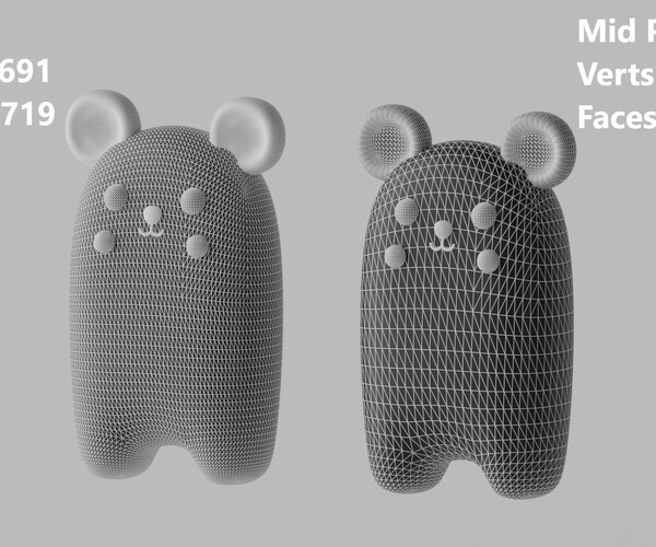 ArtStation - Cartoon Cute Mouse Rat Bear 3D model | Resources