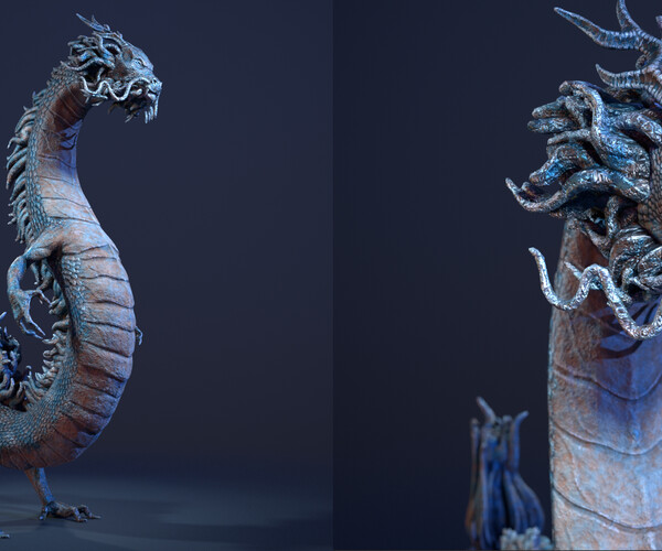 ArtStation - Water Dragon Statue | Game Assets