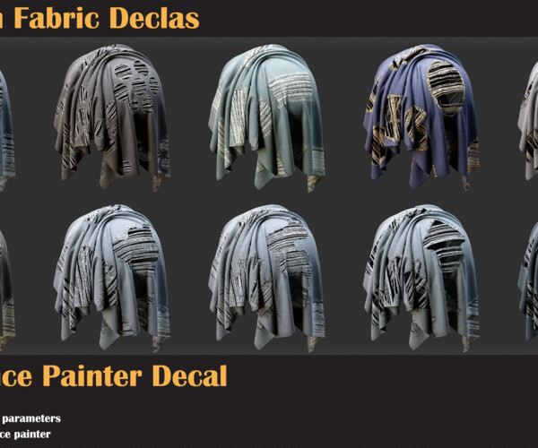 ArtStation - 35 Torn Fabric Substance Decals | Game Assets