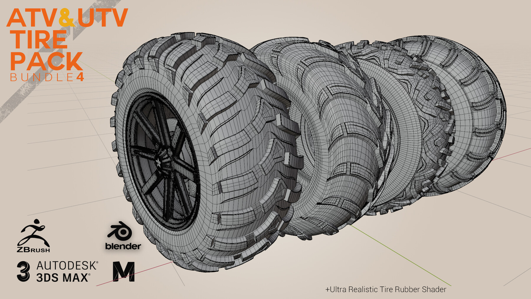 ArtStation - ATV & UTV Tire Pack Bundle 4 | Game Assets