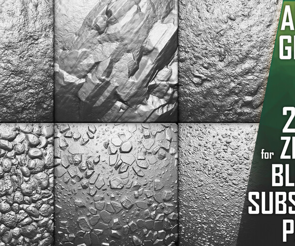 ArtStation - 20 Ground Alphas vol.4 for ZBrush, Blender (2K, PNG) | Brushes