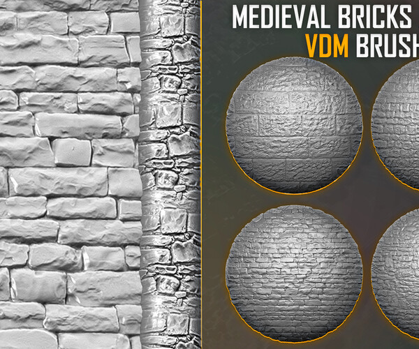 ArtStation - Medieval Bricks Alphas and VDM Brush for ZBrush | Brushes