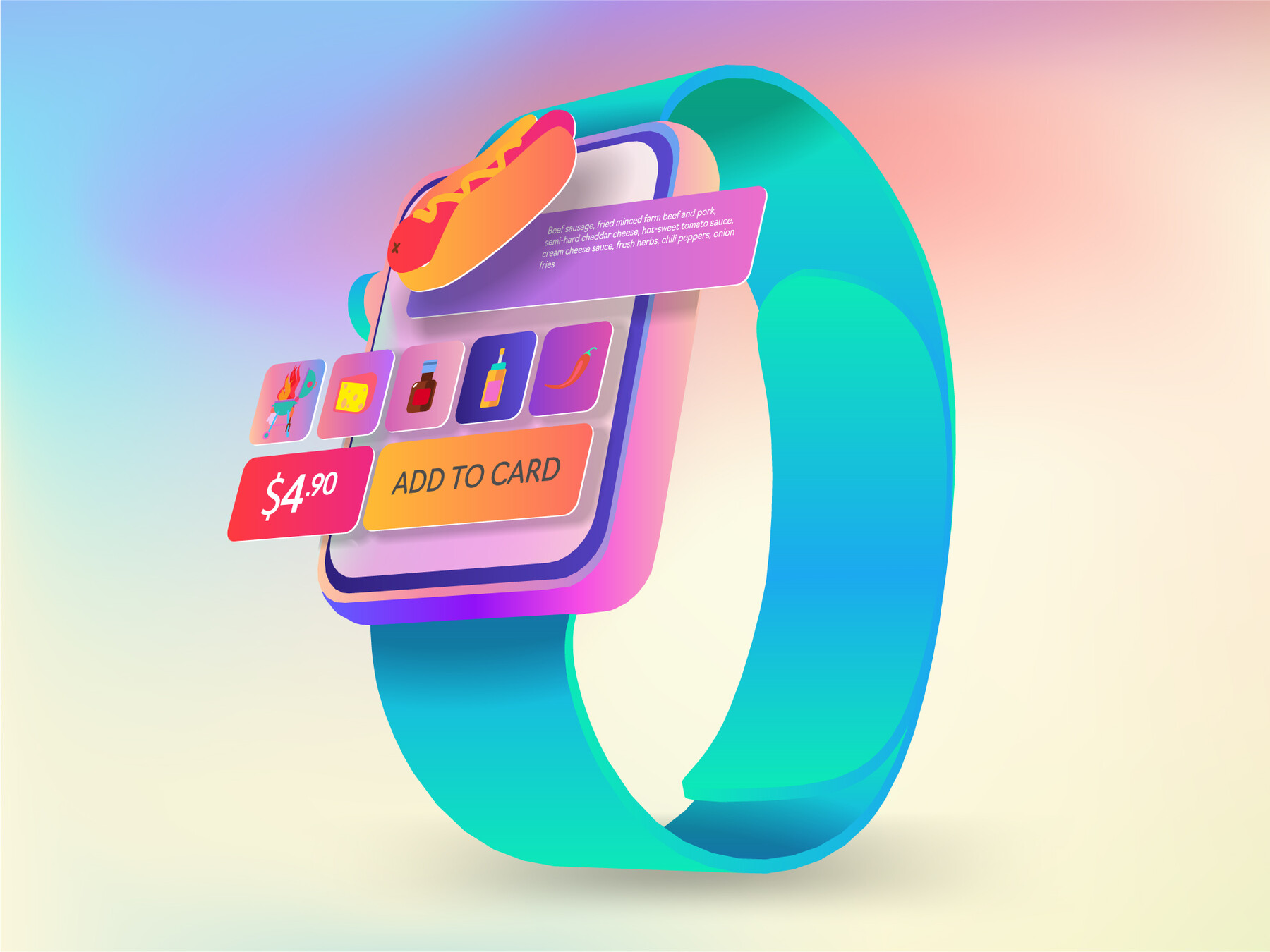 ArtStation - Green Smart Watch with Fast Food Restaurant web Interface ...