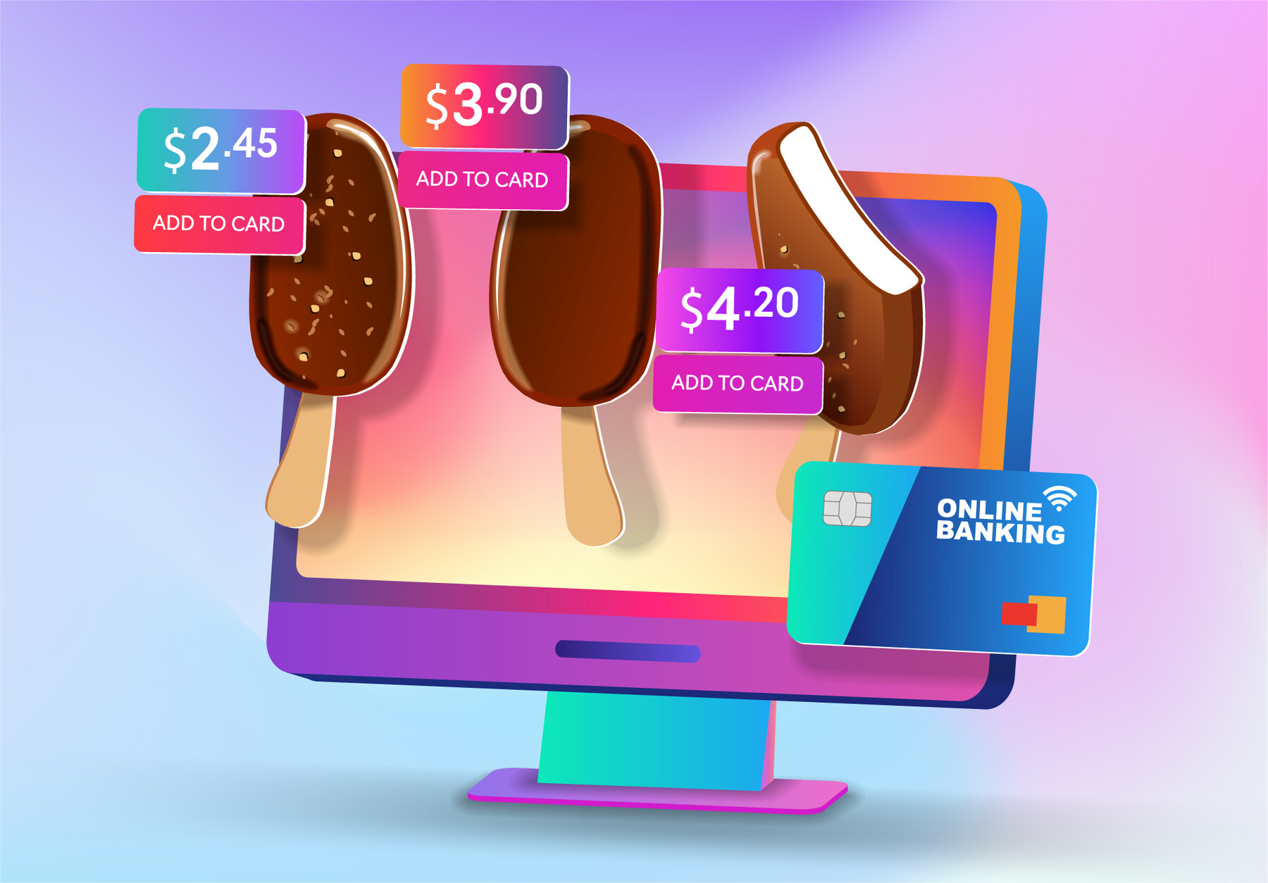 ArtStation - Online store with ice cream on the office computer screen ...