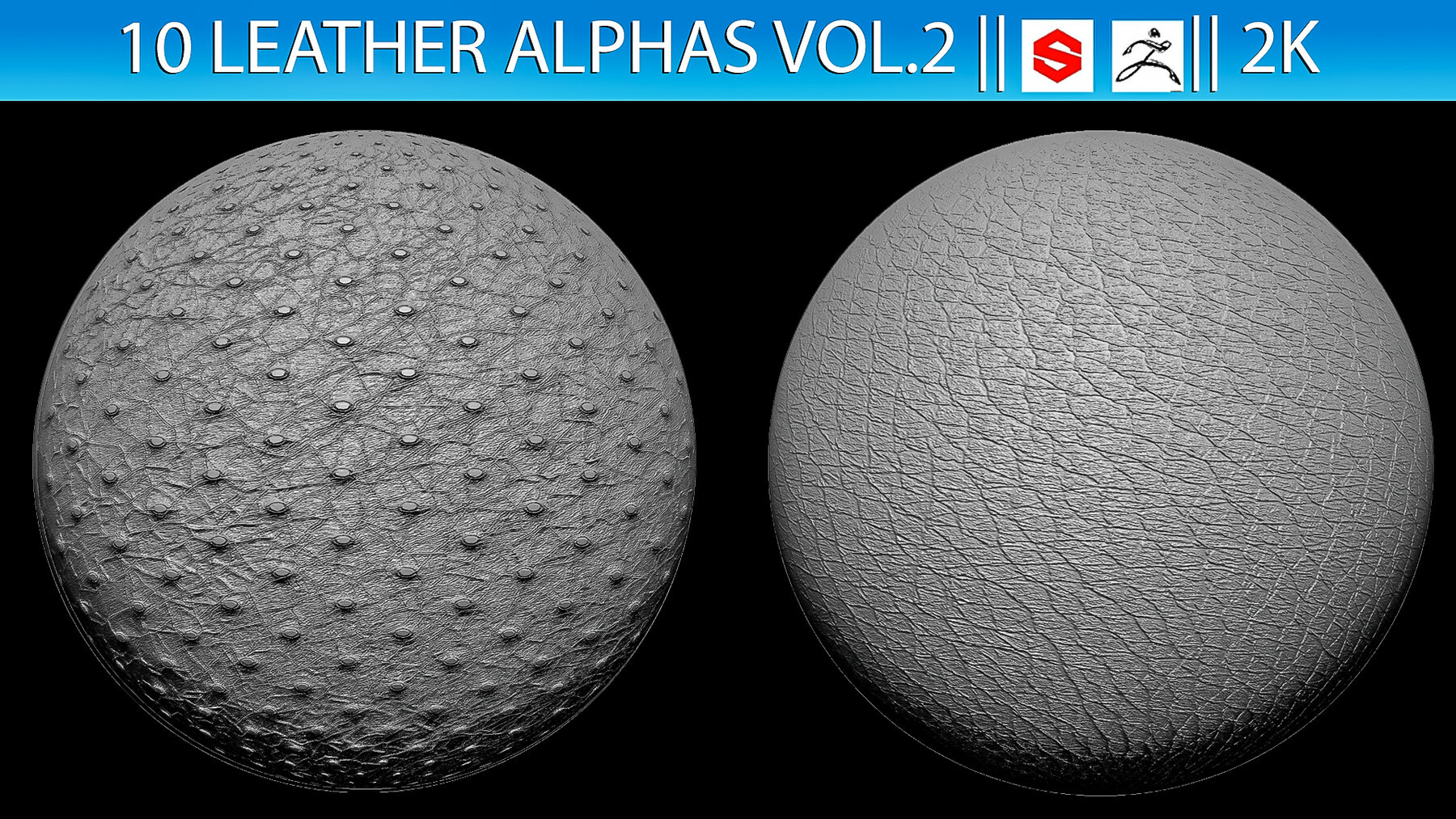 ArtStation - 10 Leather Alphas vol.2 (ZBRush, Substance, 2k) | Brushes