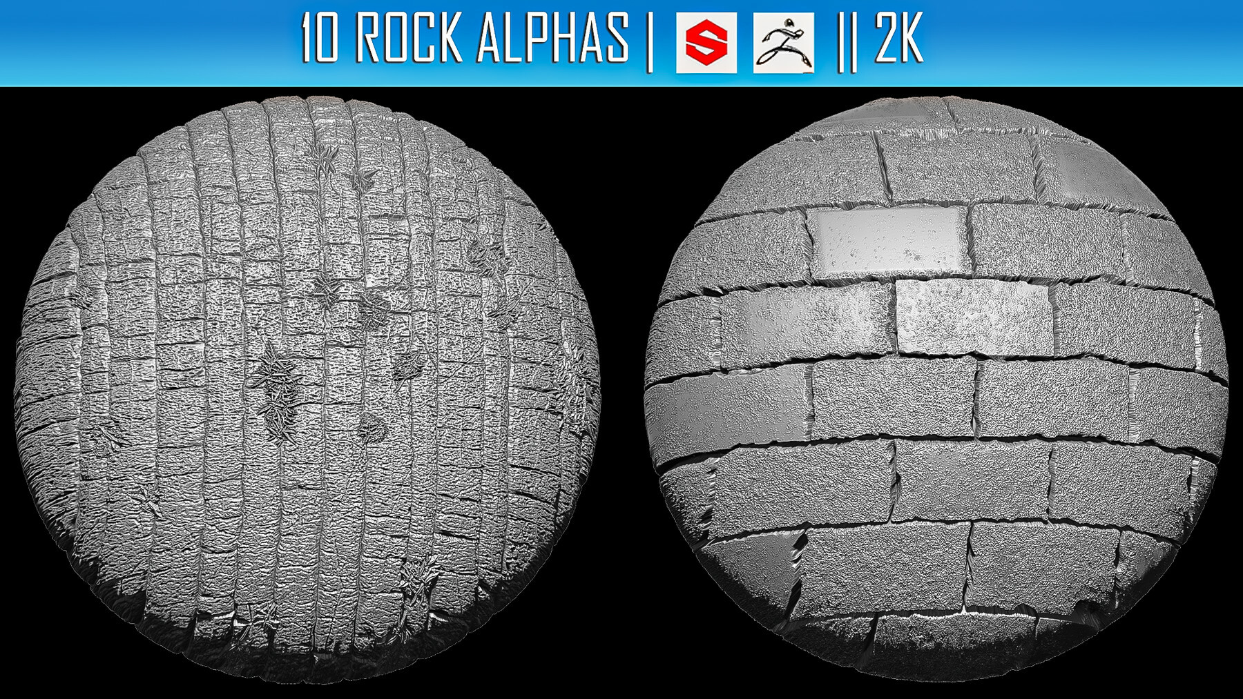 ArtStation - 10 Rock Alphas (ZBRush, Substance, 2K) | Brushes