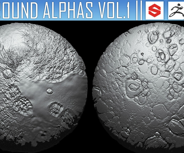 ArtStation - 10 Ground Alphas Vol.1 (ZBrush, Substance, 2K) | Brushes