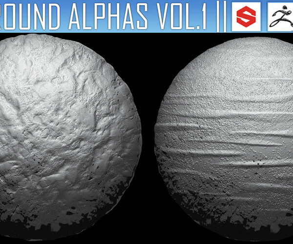 ArtStation - 10 Ground Alphas Vol.1 (ZBrush, Substance, 2K) | Brushes