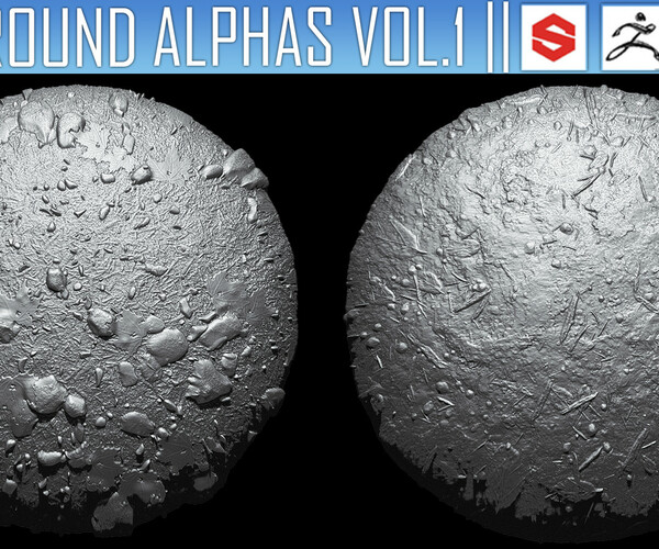 ArtStation - 10 Ground Alphas Vol.1 (ZBrush, Substance, 2K) | Brushes