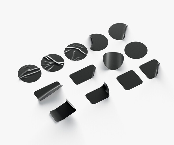 ArtStation - Black Stickers Set - 13 adhesive round and square sticky ...