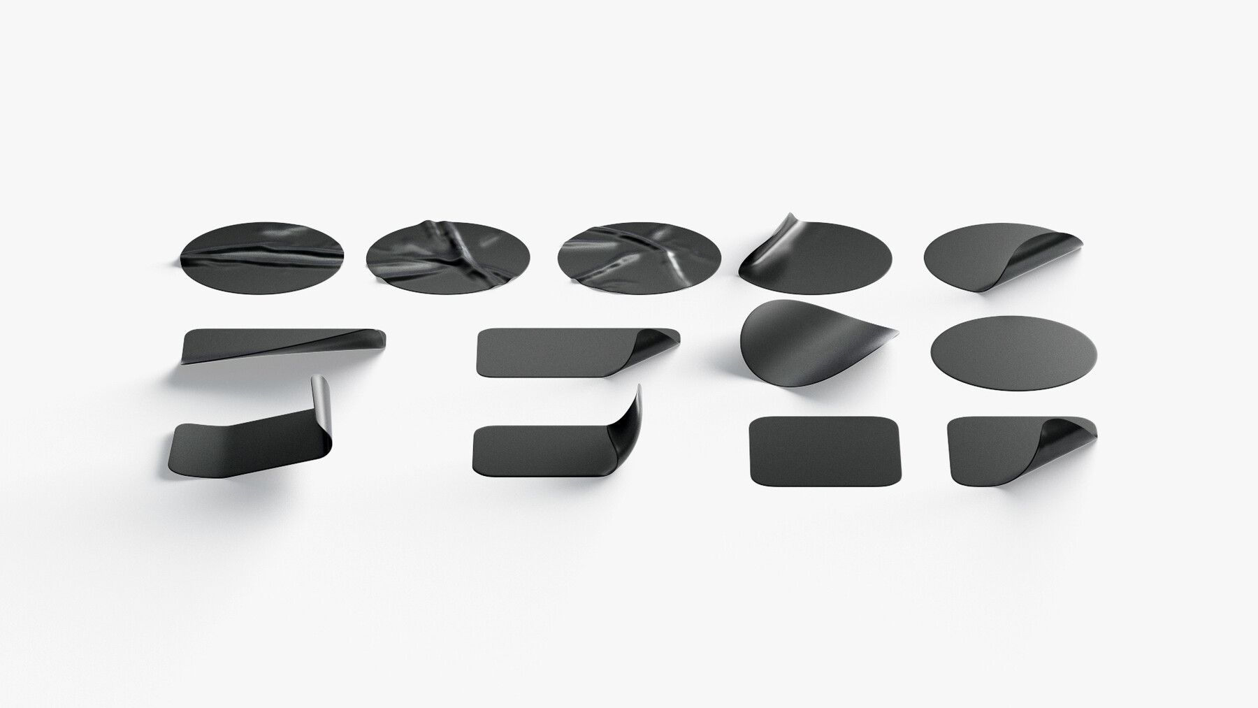 ArtStation - Black Stickers Set - 13 adhesive round and square sticky ...