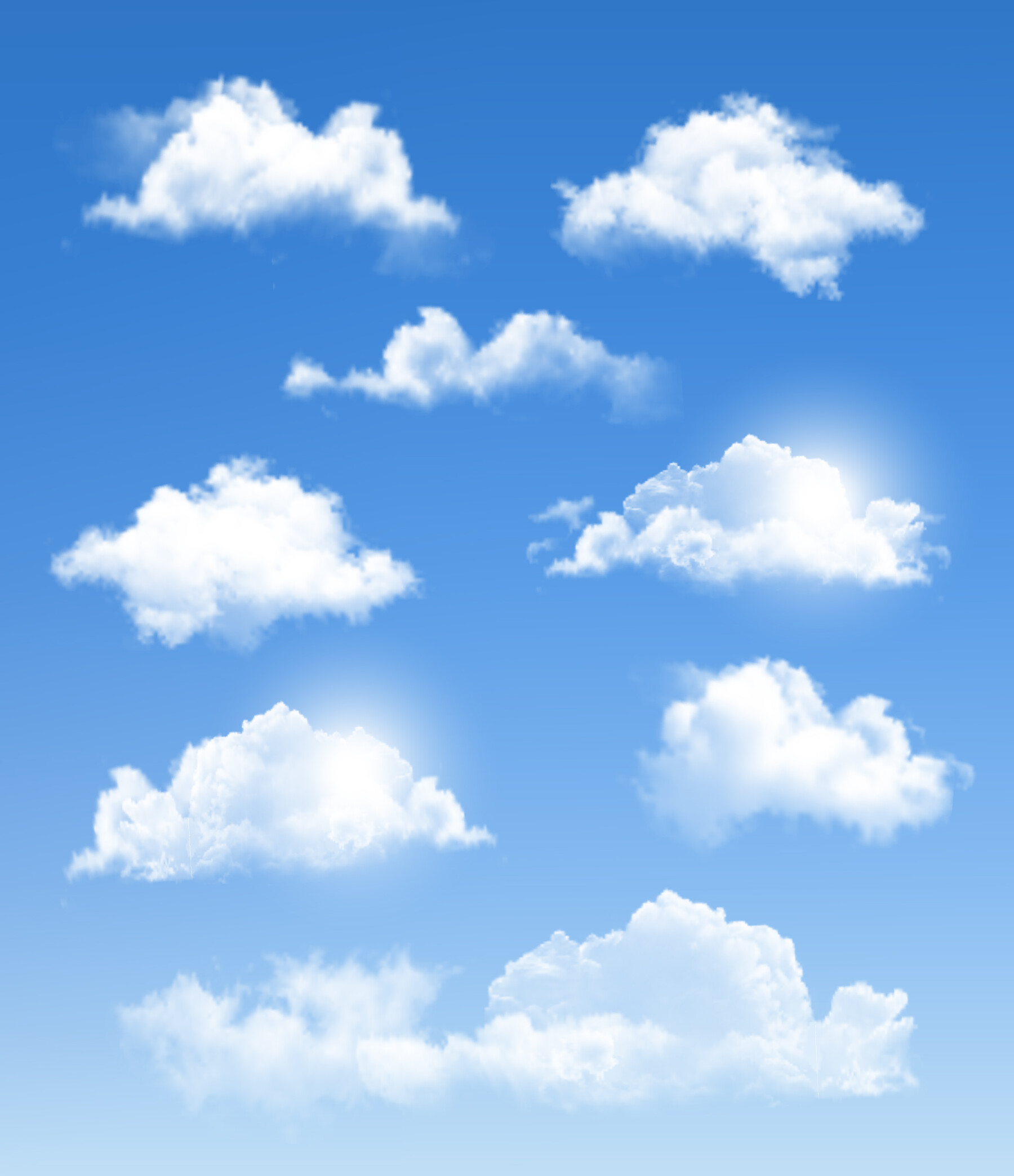 ArtStation - Realistic blue sky with clouds of various shape. Vector ...