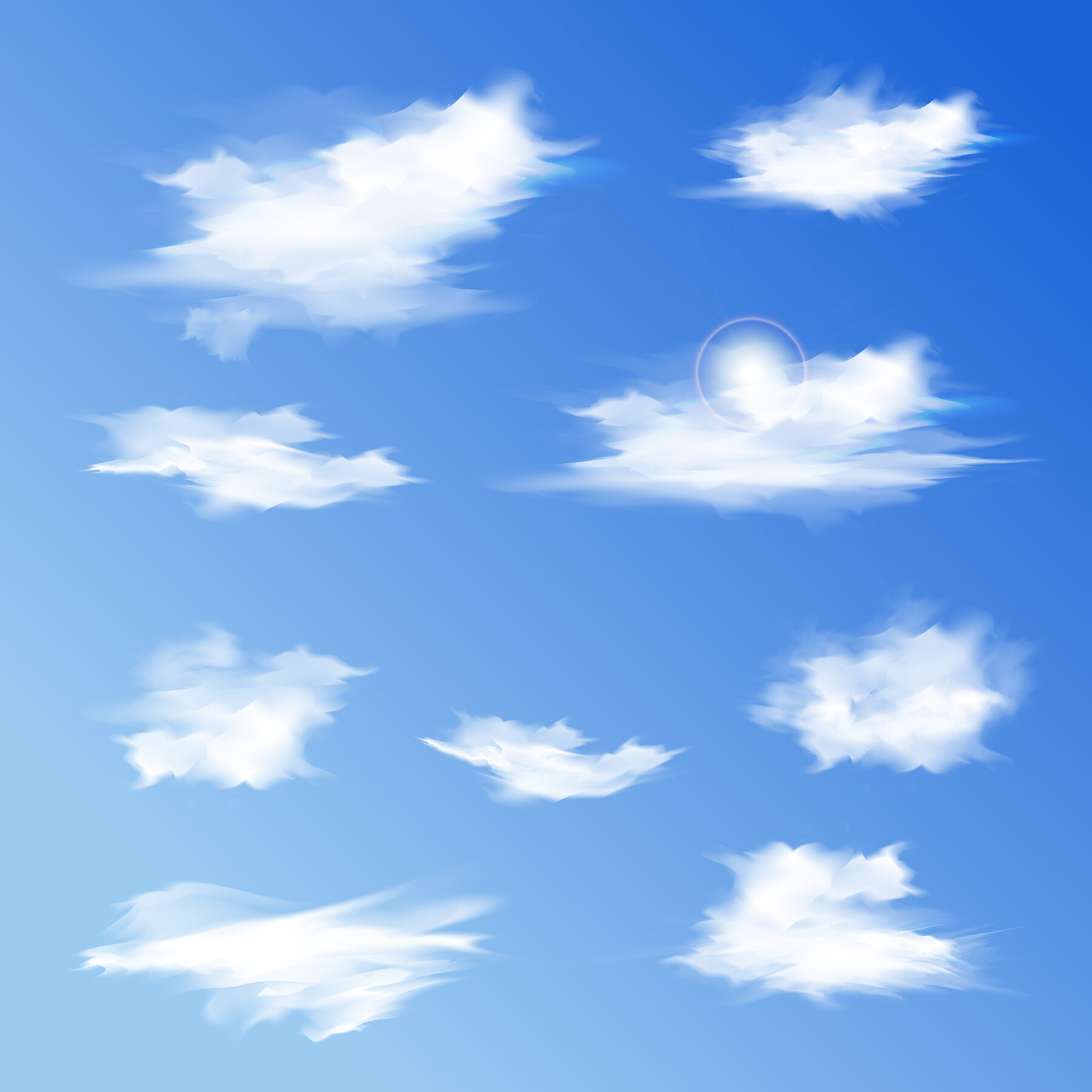 ArtStation - Realistic blue sky with clouds of various shape. Vector ...