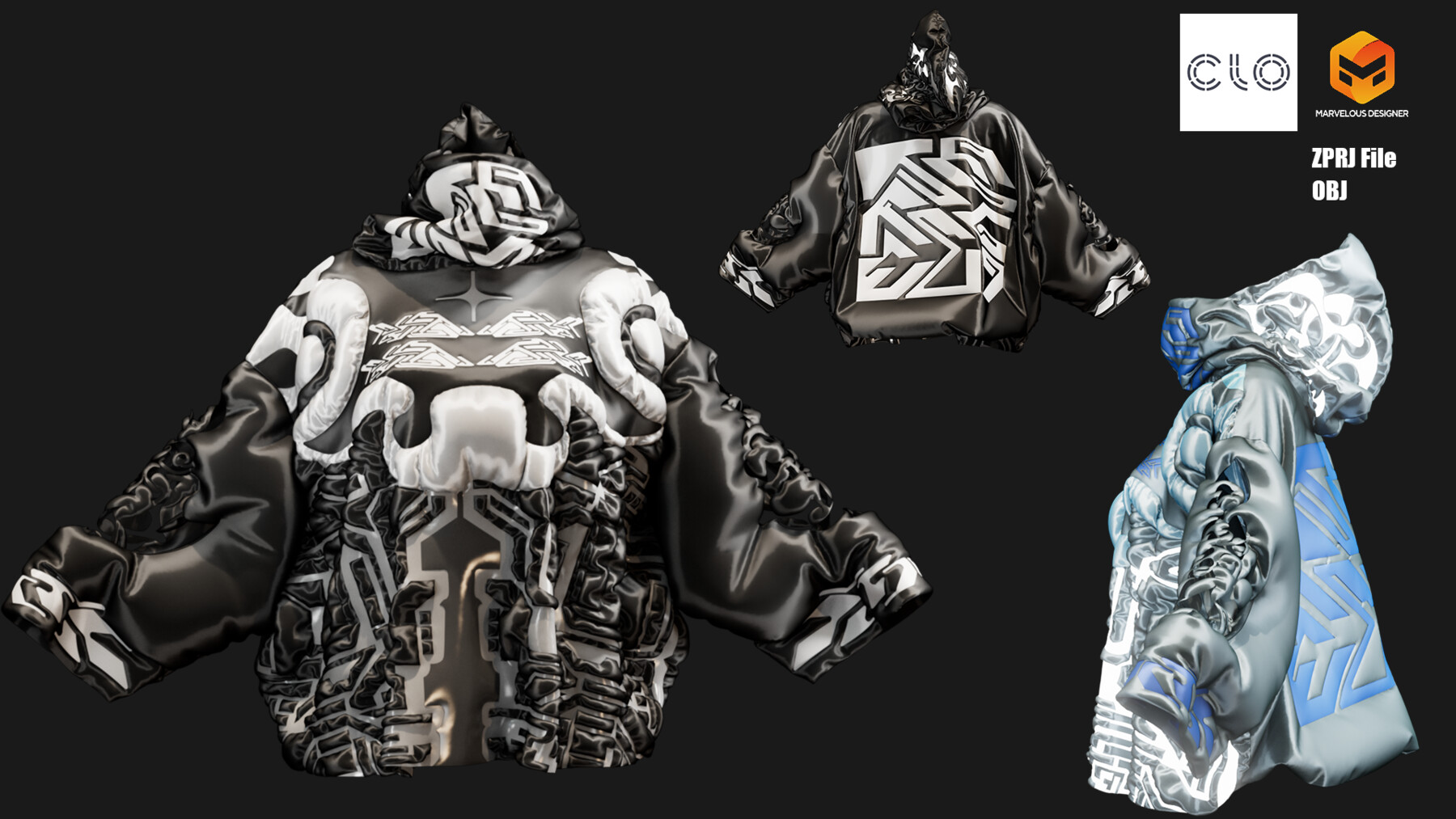 ArtStation - DIGITAL FASHION JACKET - FUTURE TECH JACKET - CLO 3D ...