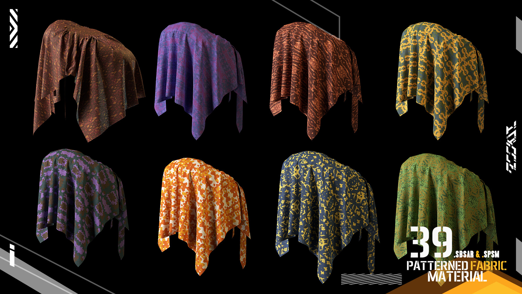 ArtStation - 39 patterned fabric material(vol.2) _ .sbsar & .spsm ...
