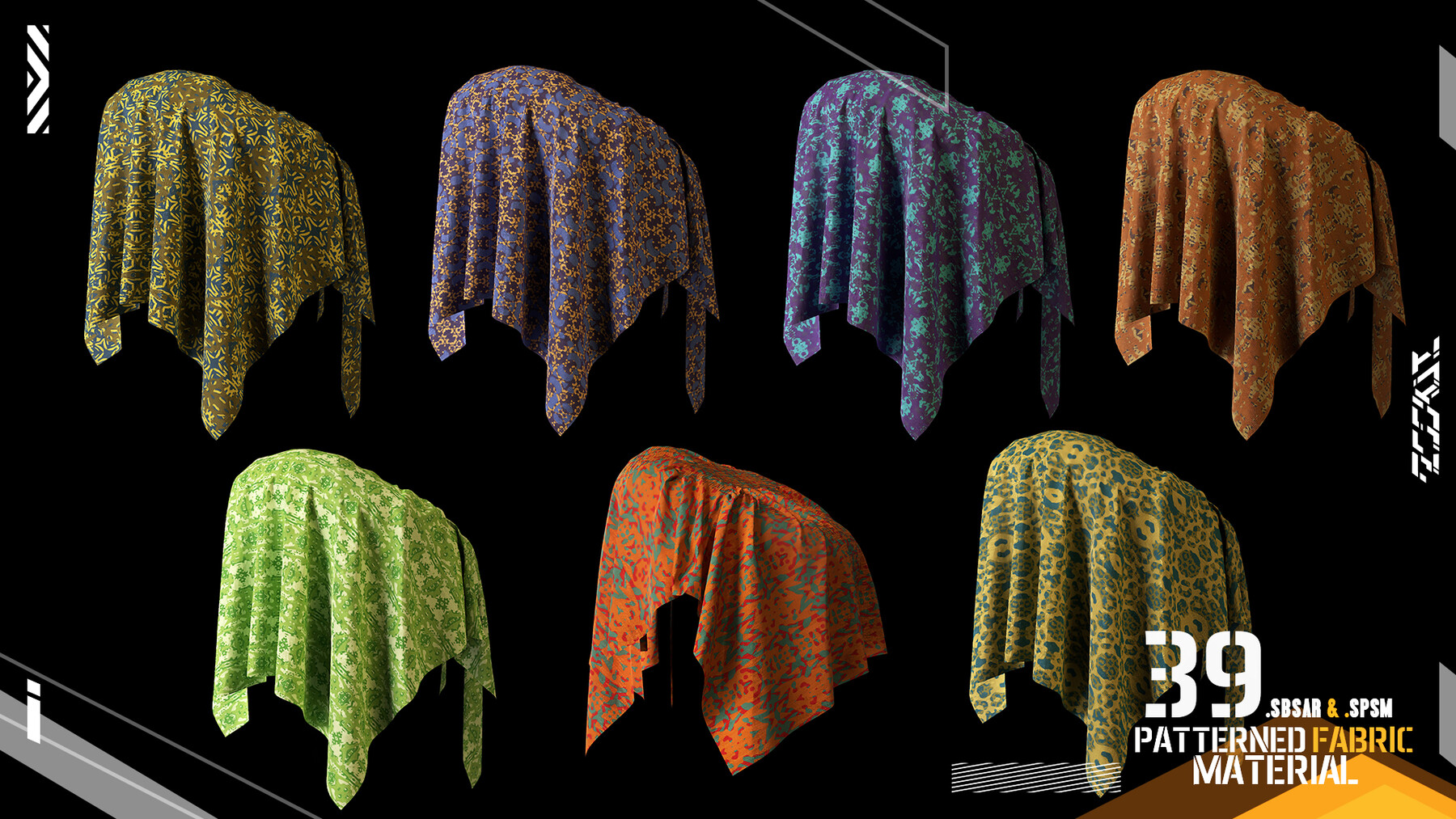 ArtStation - 39 patterned fabric material(vol.2) _ .sbsar & .spsm ...