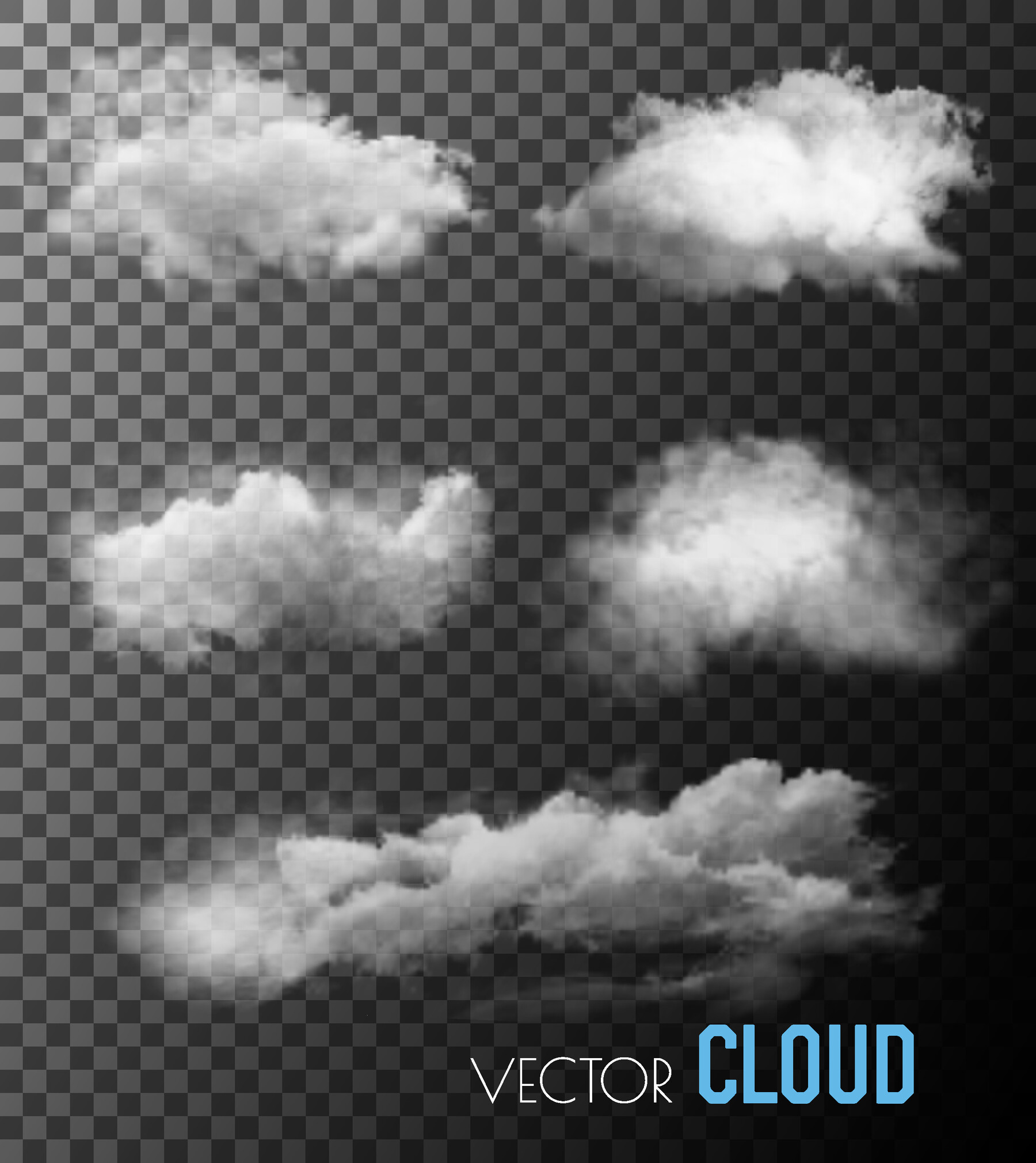 ArtStation - Realistic white clouds of various shape. Vector ...