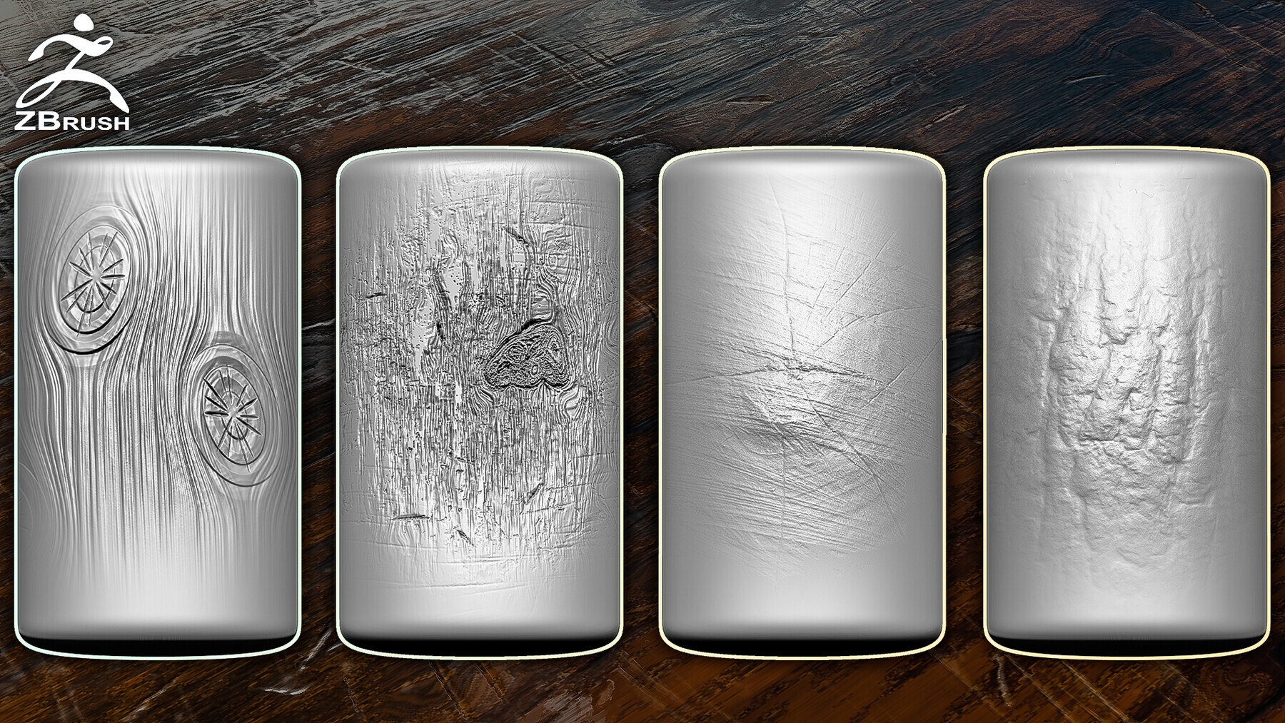 ArtStation - Wood & Bark Brushes for ZBrush (24 VDM + Alphas) | Brushes