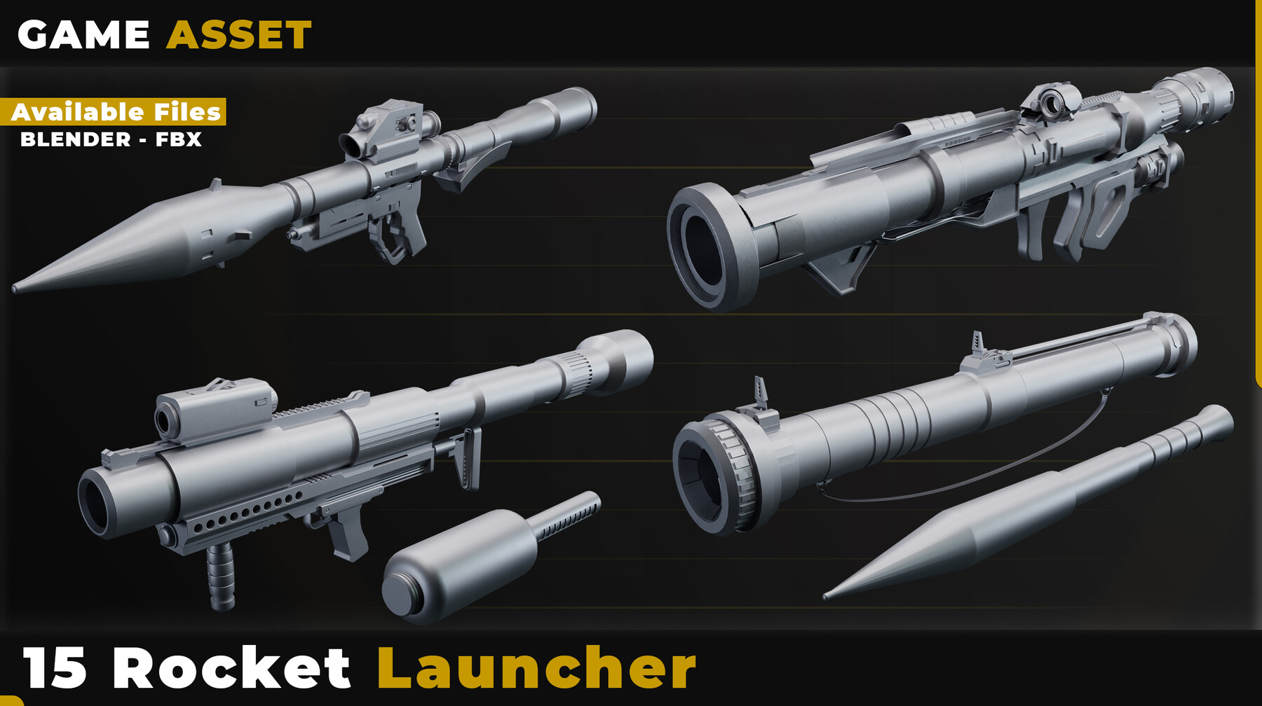 ArtStation - 15 Rocket Launcher 3DModel | Game Assets