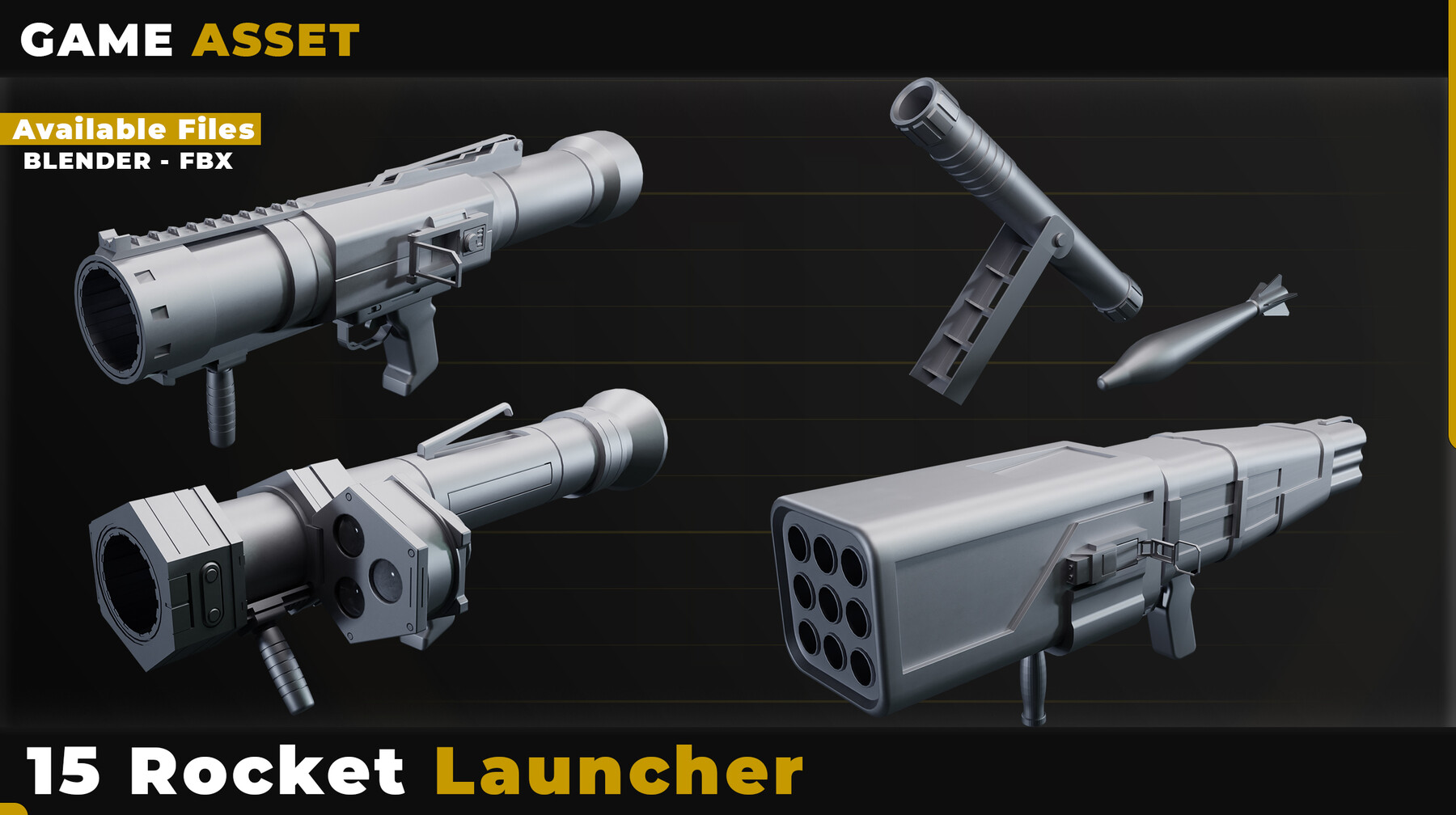 ArtStation - 15 Rocket Launcher 3DModel | Game Assets