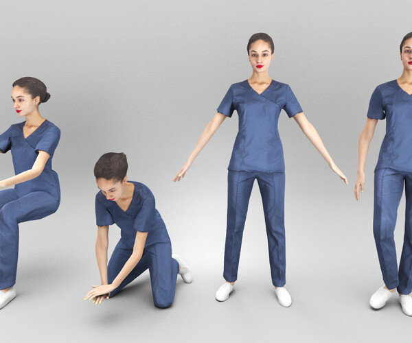 ArtStation - Animated medical nurse 352 | Game Assets