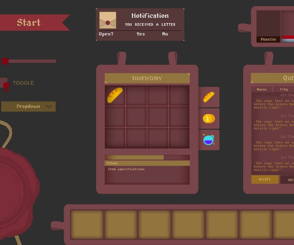 ArtStation - Medieval UI for Unity - Pixel Art | Game Assets