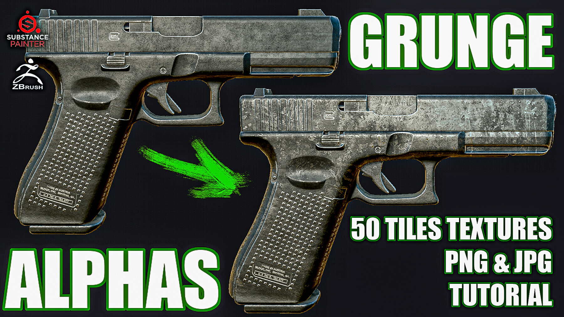 ArtStation - 50 Grunge Alphas for Substance Painter, ZBrush | Brushes