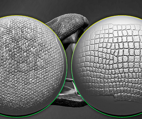 ArtStation - Reptile Skin Alphas for ZBrush | Brushes