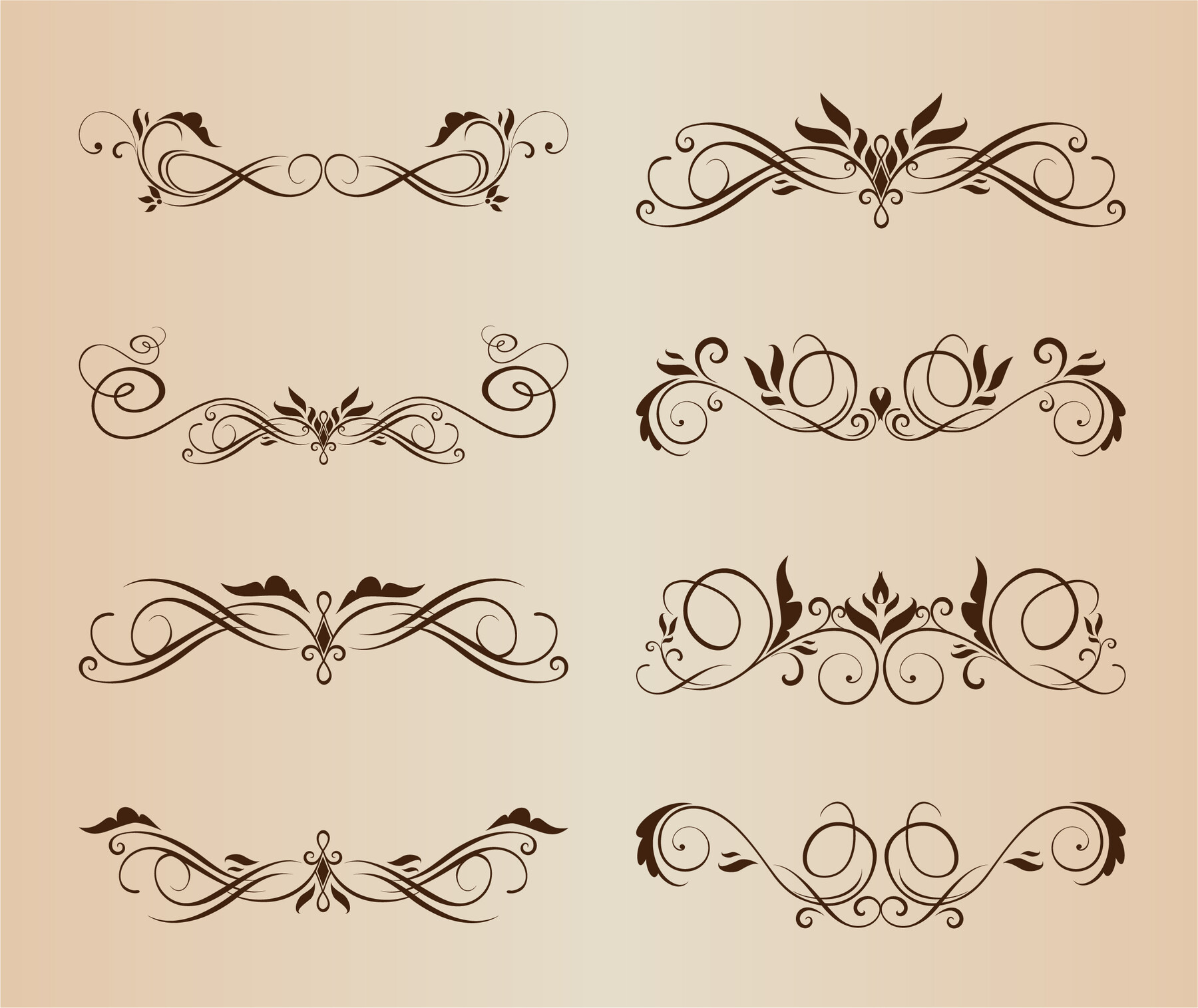 ArtStation - Symmetrical Swirl Floral Vector Set | Artworks