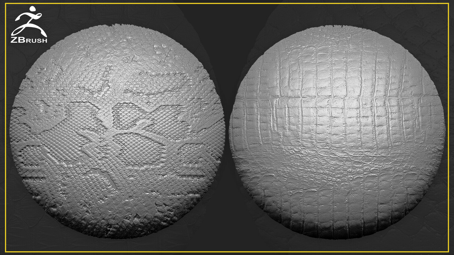 ArtStation - Reptile Skin Alphas Tileable (ZBrush, 2K) | Brushes