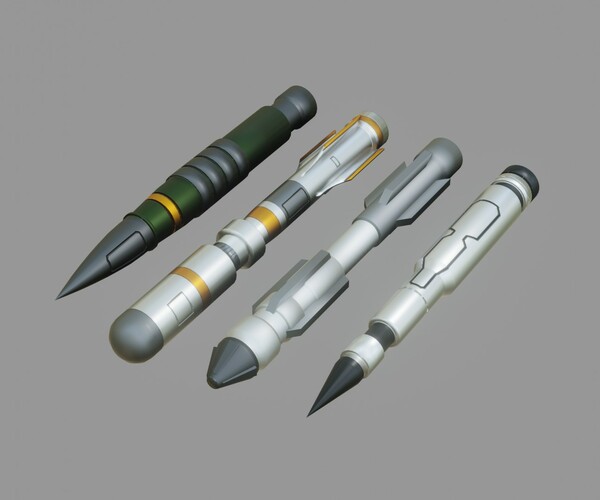 ArtStation - Sci-Fi Missiles - Low Poly - Game Ready - PBR | Game Assets
