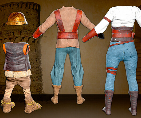 ArtStation - Medieval Clothing Models (Meshes, Textures, Low-Poly ...