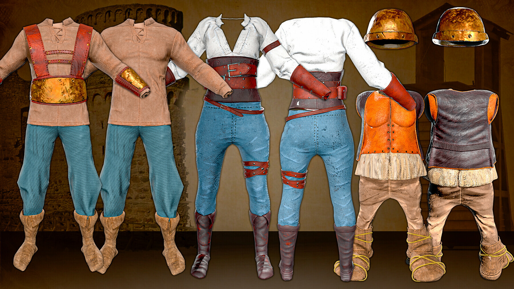 ArtStation - Medieval Clothing Models (Meshes, Textures, Low-Poly ...