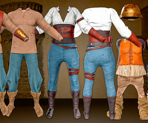 ArtStation - Medieval Clothing Models (Meshes, Textures, Low-Poly ...