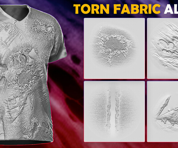 ArtStation - ZBrush Torn Fabric Alphas vol.2 | Brushes