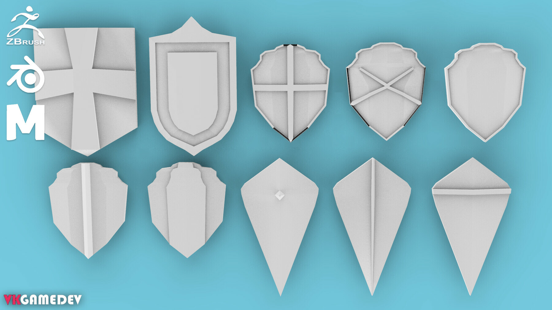 ArtStation - 41 Medieval Shield Base Meshes (Models) | Resources