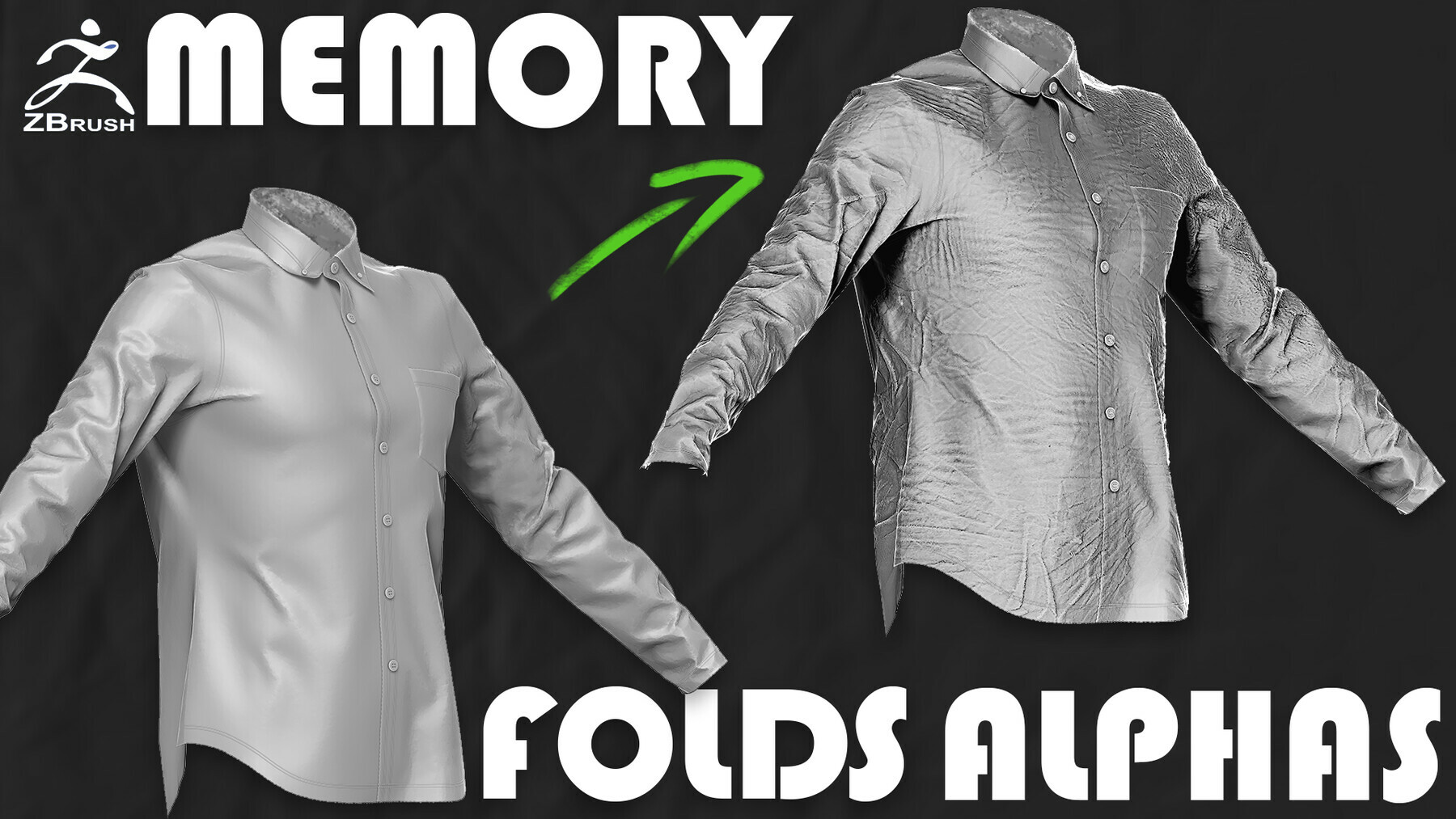 ArtStation - 25 Memory Folds Alphas for Zbrush | Brushes